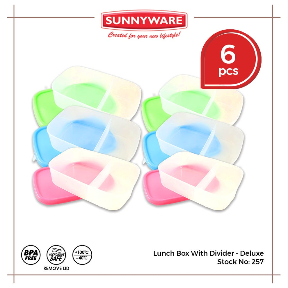 6 sets Sunnyware 257-A Lunch Box with Divider bento – Plasticatbp