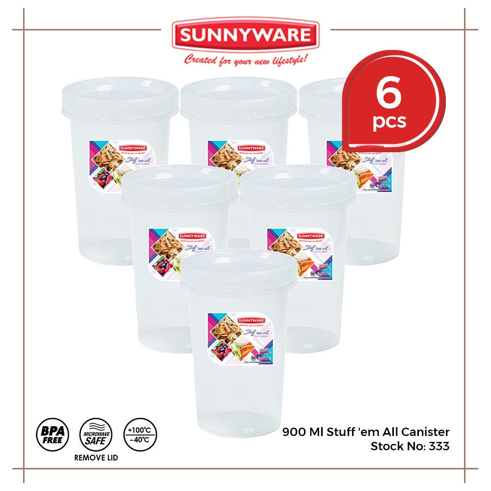 6 pcs Sunnyware 333 | 900 ml Stuff 'em All Canister | Round Container ...