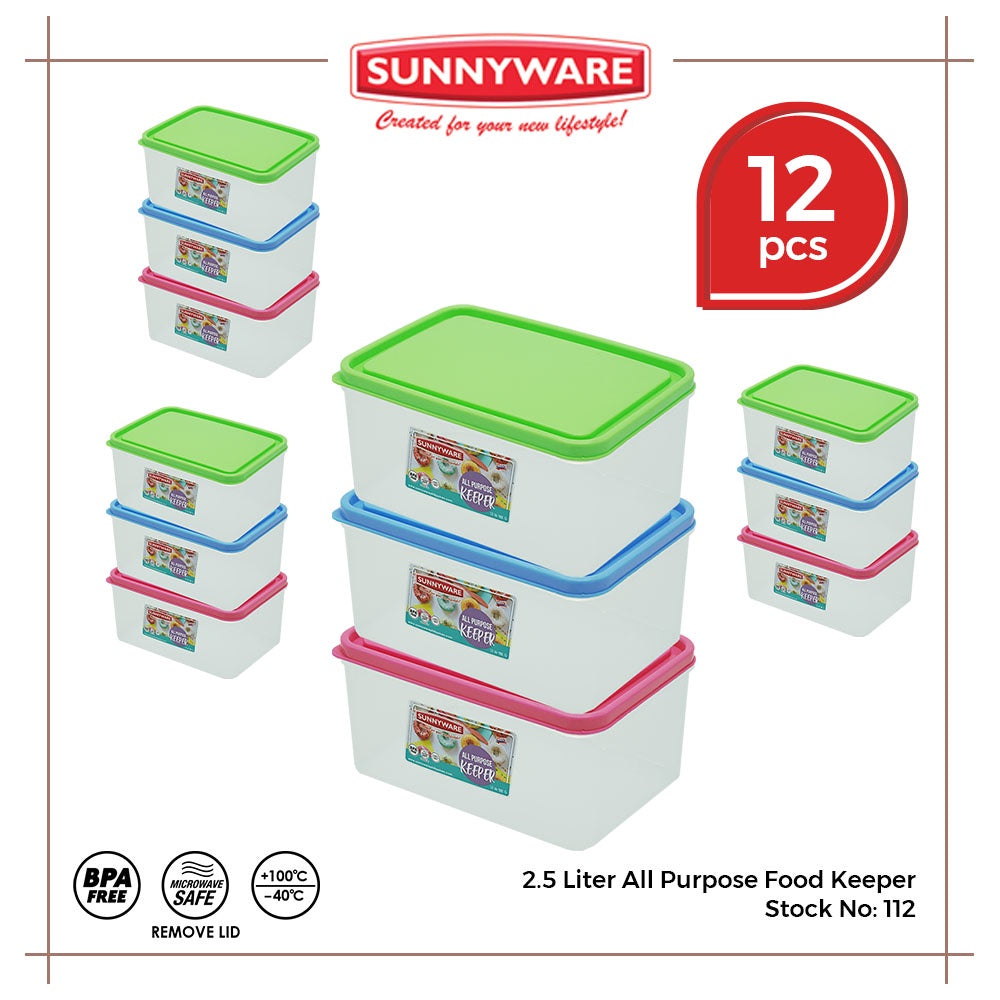 12pcs 2.5 liter All Purpose Food Keeper [Sunnyware 112] | Plasticware ...