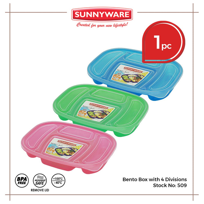 Sunnyware 509 Bento Box with 4 Divisions – Plasticatbp