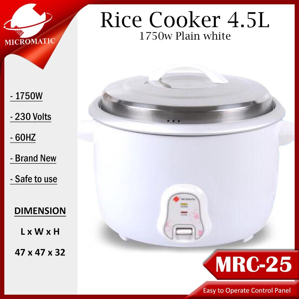 Micromatic MRC-25 4.5Liters Capacity 25 Cups Heavy Duty Rice Cooker ...