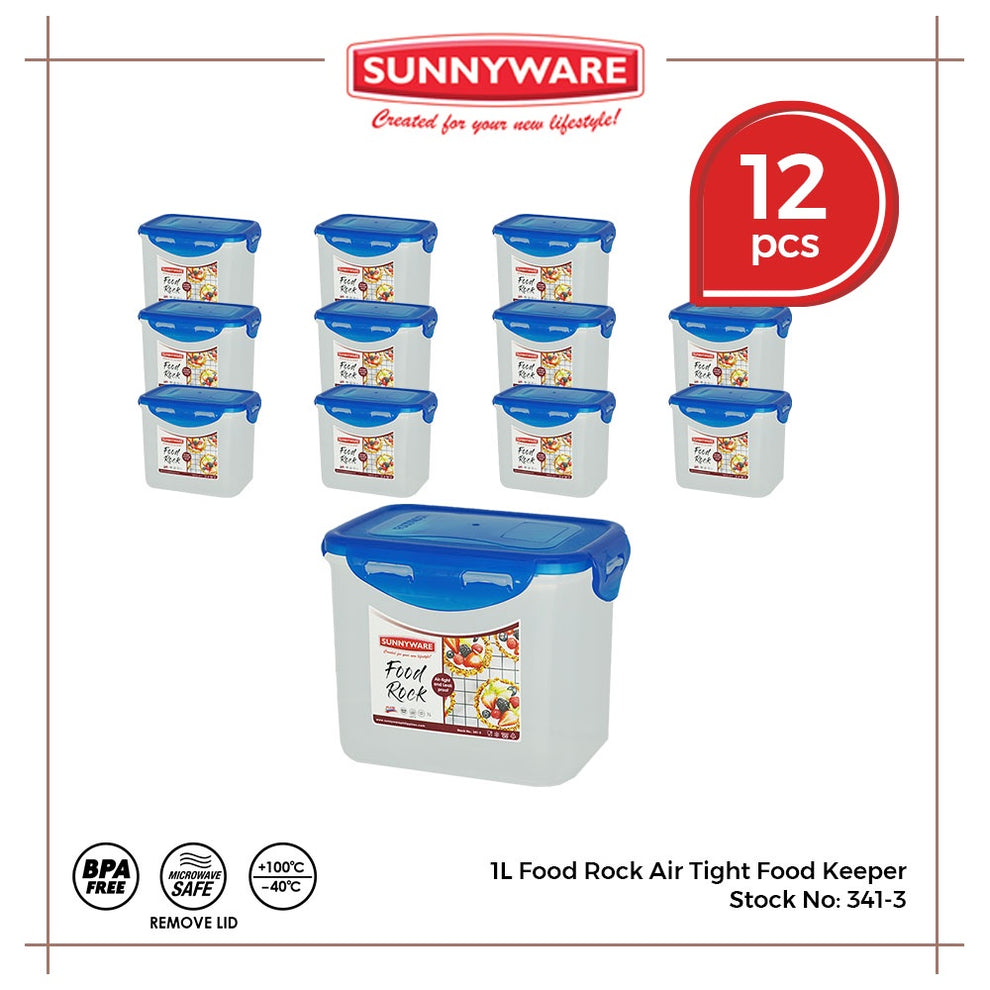 12pcs 1 Liter Food Rock Air Tight Food Keeper [Sunnyware 341-3] | Plas ...