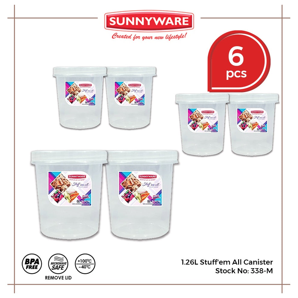 6 pcs Sunnyware 338-M | 1250 ml Medium Stuff'em All Round Canister Set ...