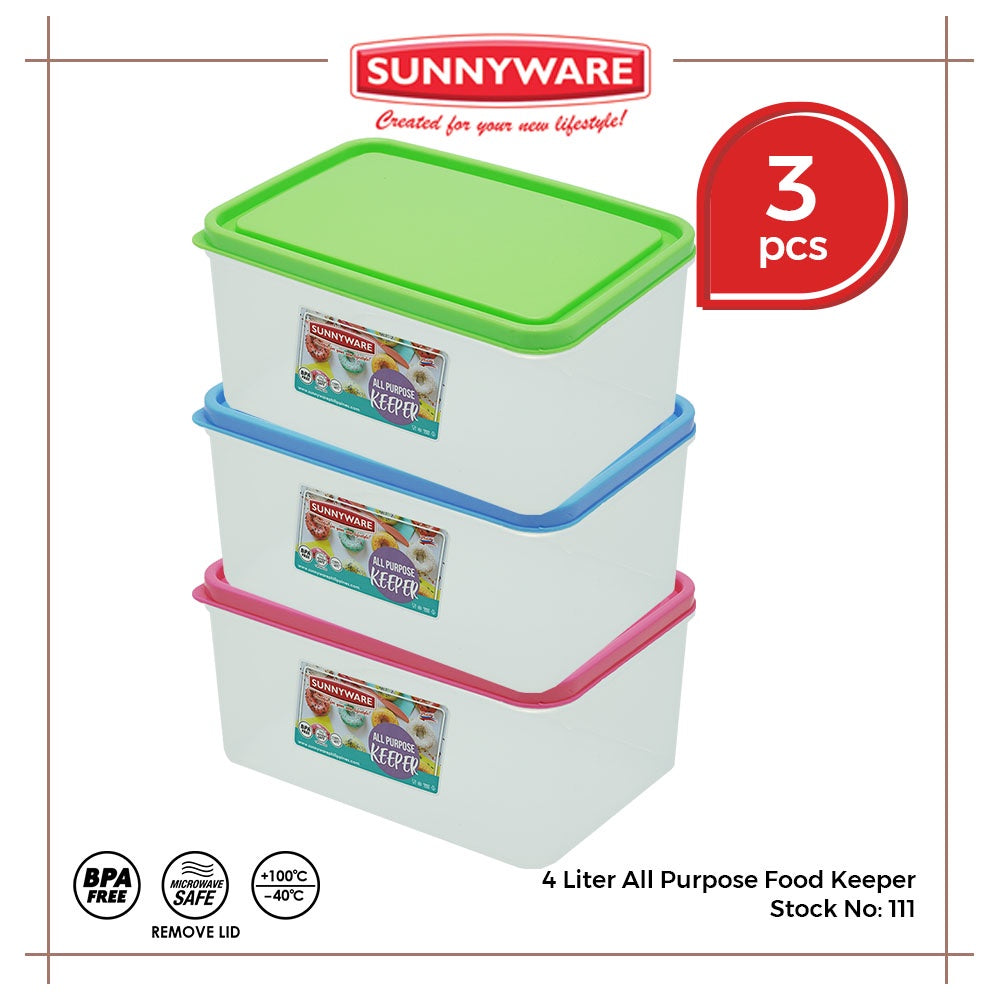 3pcs 4 Liter All Purpose Food Keeper [Sunnyware 111] | Plasticware | F ...