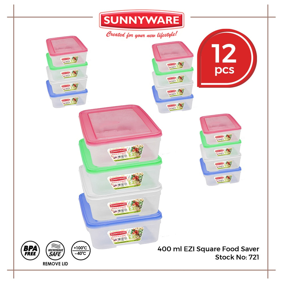 12pcs 400 ml EZI Food Saver Keeper Storage Container [Sunnyware 721] M ...