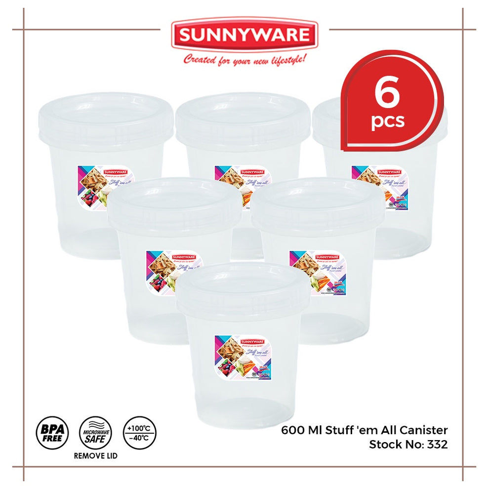 6 pcs Sunnyware 332 | 600 ml Stuff 'em All Canister | Round Container ...