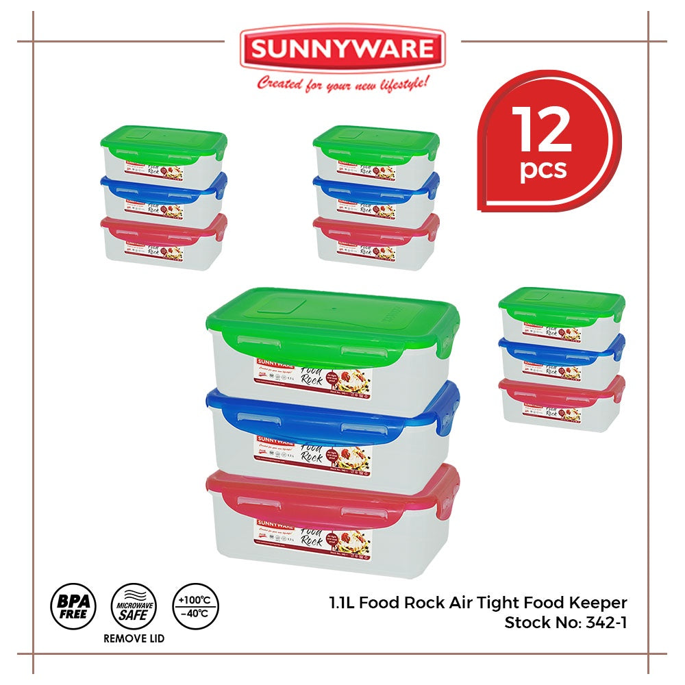 12pcs 1.1 Liter Food Rock Air Tight Food Keeper [Sunnyware 342-1] |Pla ...