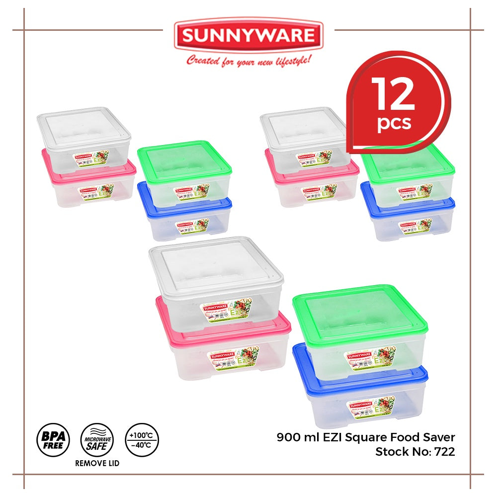 12pcs 900 ml EZI Food Saver Keeper Storage Container [Sunnyware 722] M ...