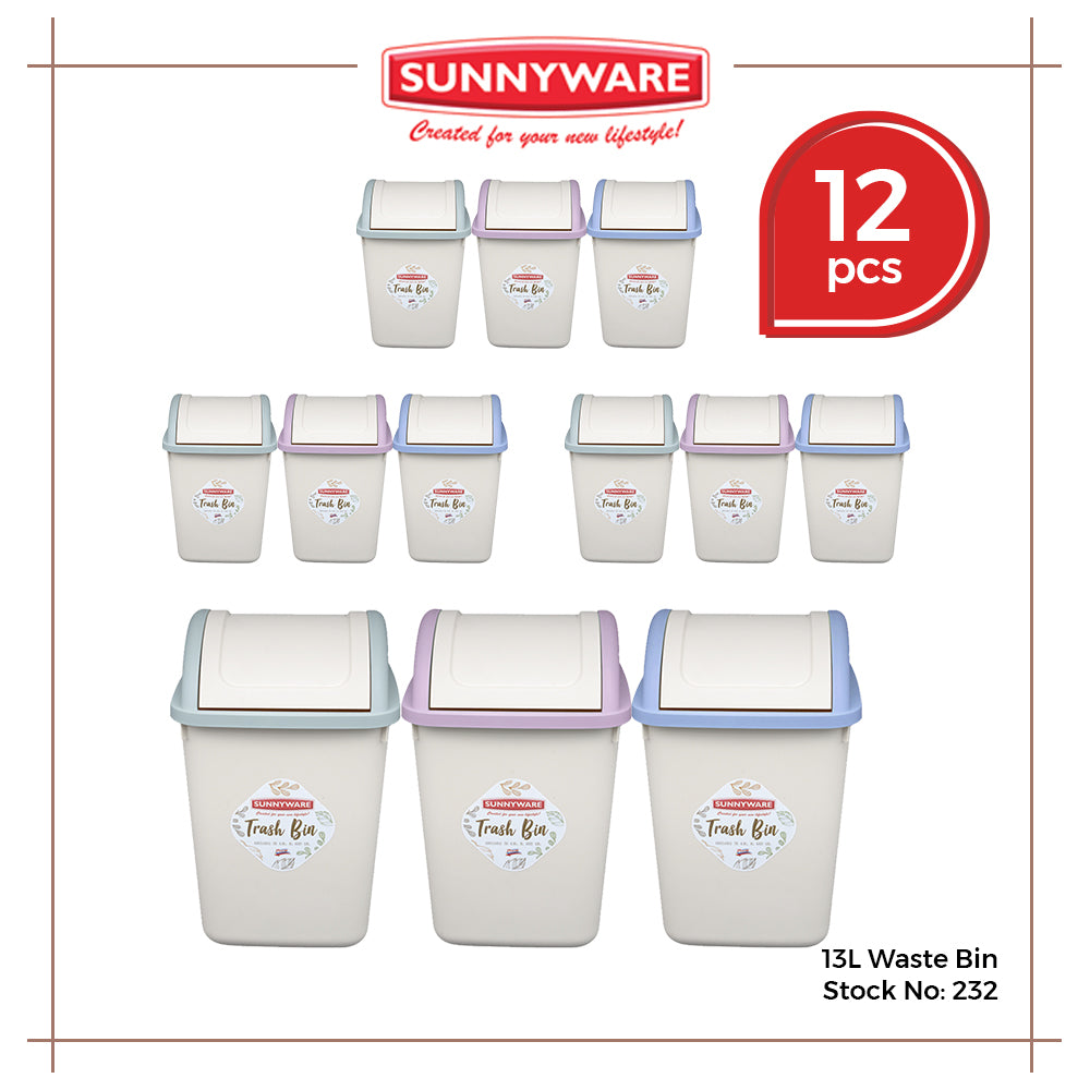 12pcs 13L Waste/Trash Bin [Sunnyware 232] | Plasticware | Householdwar ...