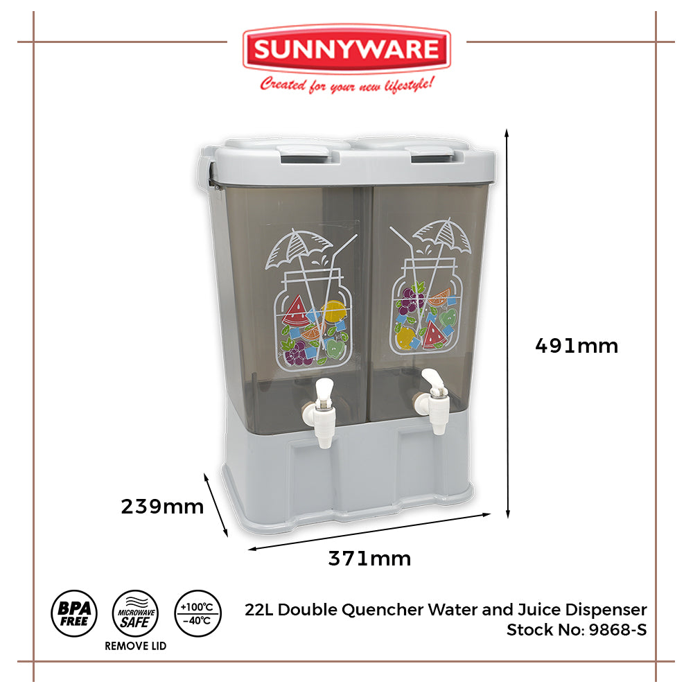 12pcs 22L Double Quencher Water and Juice Dispenser [Sunnyware 9868-S ...