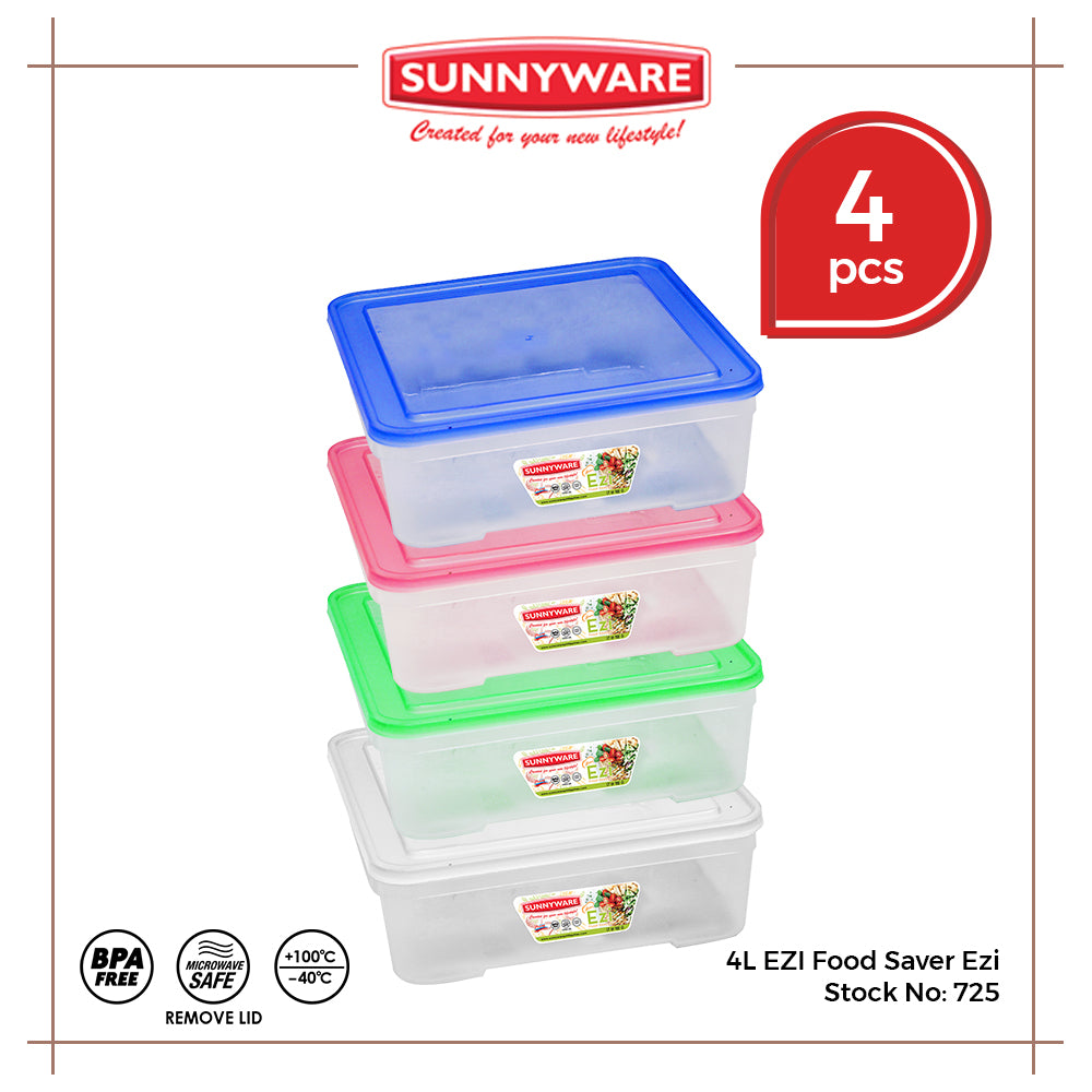4 pcs Sunnyware 725 4L Set EZI Food Saver keeper storage container ...
