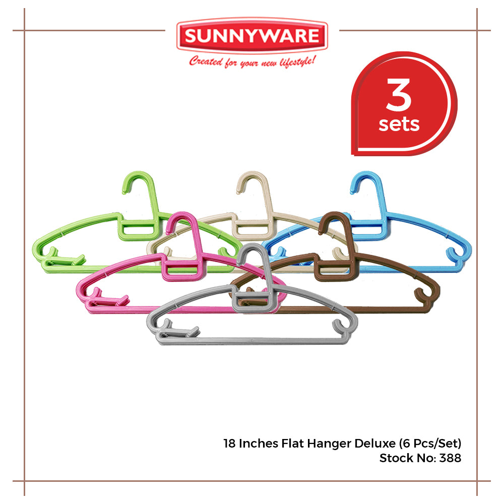 3sets 18 inches Flat Hanger Deluxe (6 Pcs/Set) [Sunnyware 388] | Plast ...