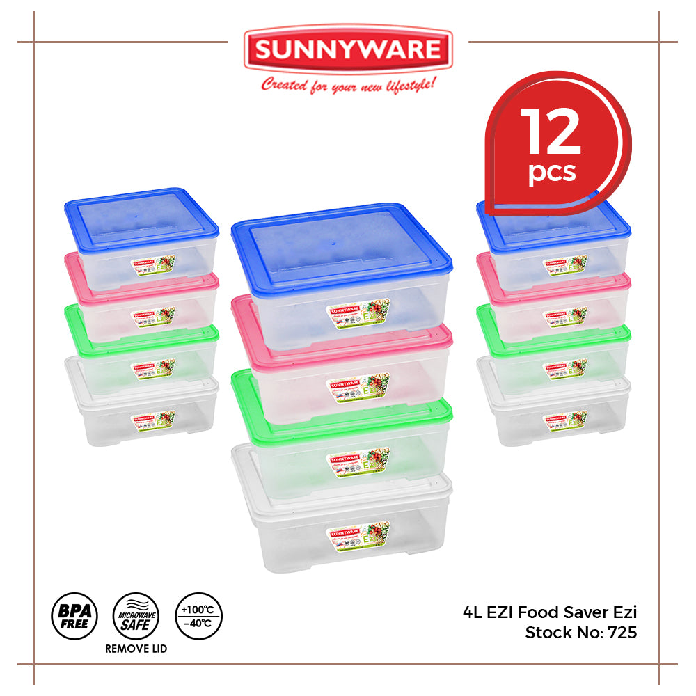 12pcs 4L EZI Food Saver Keeper Storage Container [Sunnyware 725] Micro ...