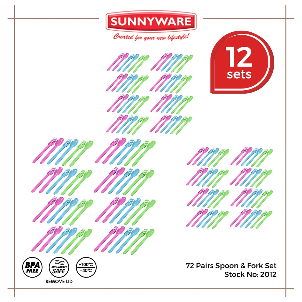 12 sets (72 pairs) Spoon & Fork Set [Sunnyware 2012] | Plasticware | D ...